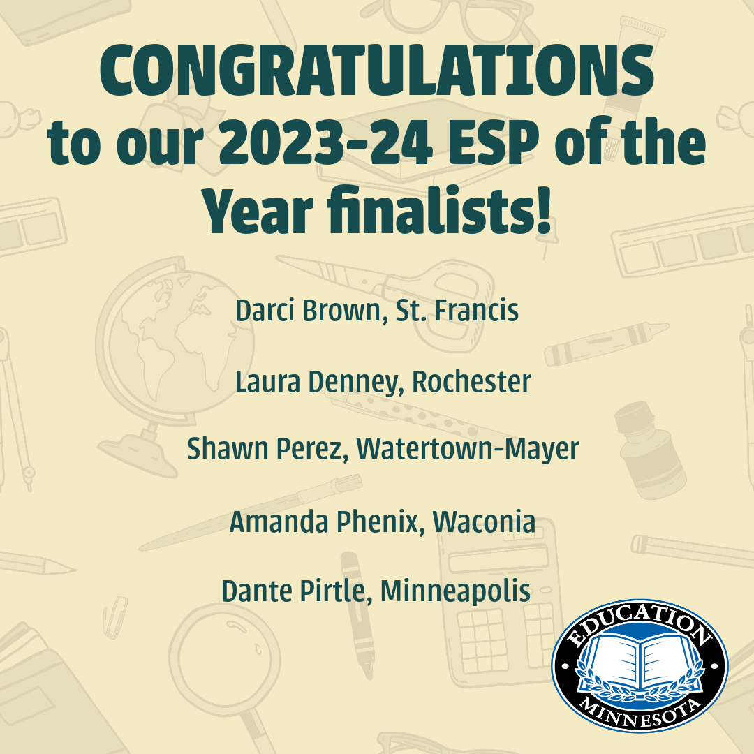 5 named finalists for 2023-24 ESP of the Year - Education Minnesota
